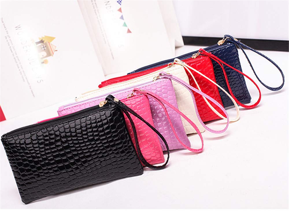 Andongnywell Clearance Women Wallet Solid Color Envelope Clutch Purse for Ladies with Card Case PU Leather Bag (Purple)