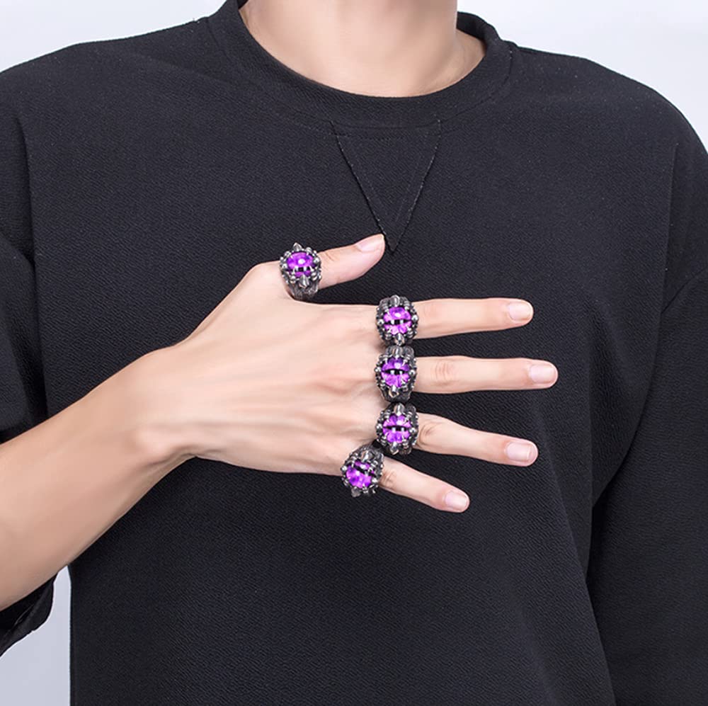 Artist Unknown Biker Punk Mens Stainless Steel Evil Eye Gothic Dragon Claw Purple Gem Stone Vintage Ring (10)