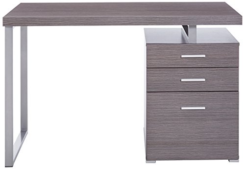 Monarch Specialties Left or Right Facing 47-Inch Modern Home Office Computer Study Writing Desk with Filing Drawer, 48"L, Grey & Silver