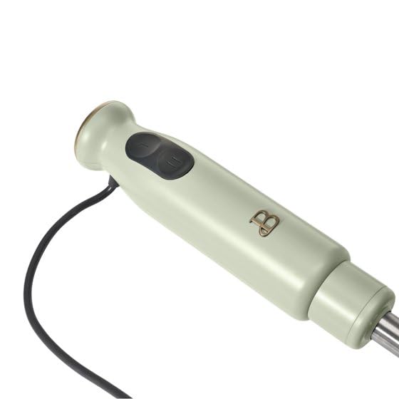 Beautiful 2-Speed Immersion Blender with Chopper & Measuring Cup, Sage Green by Drew Barrymore