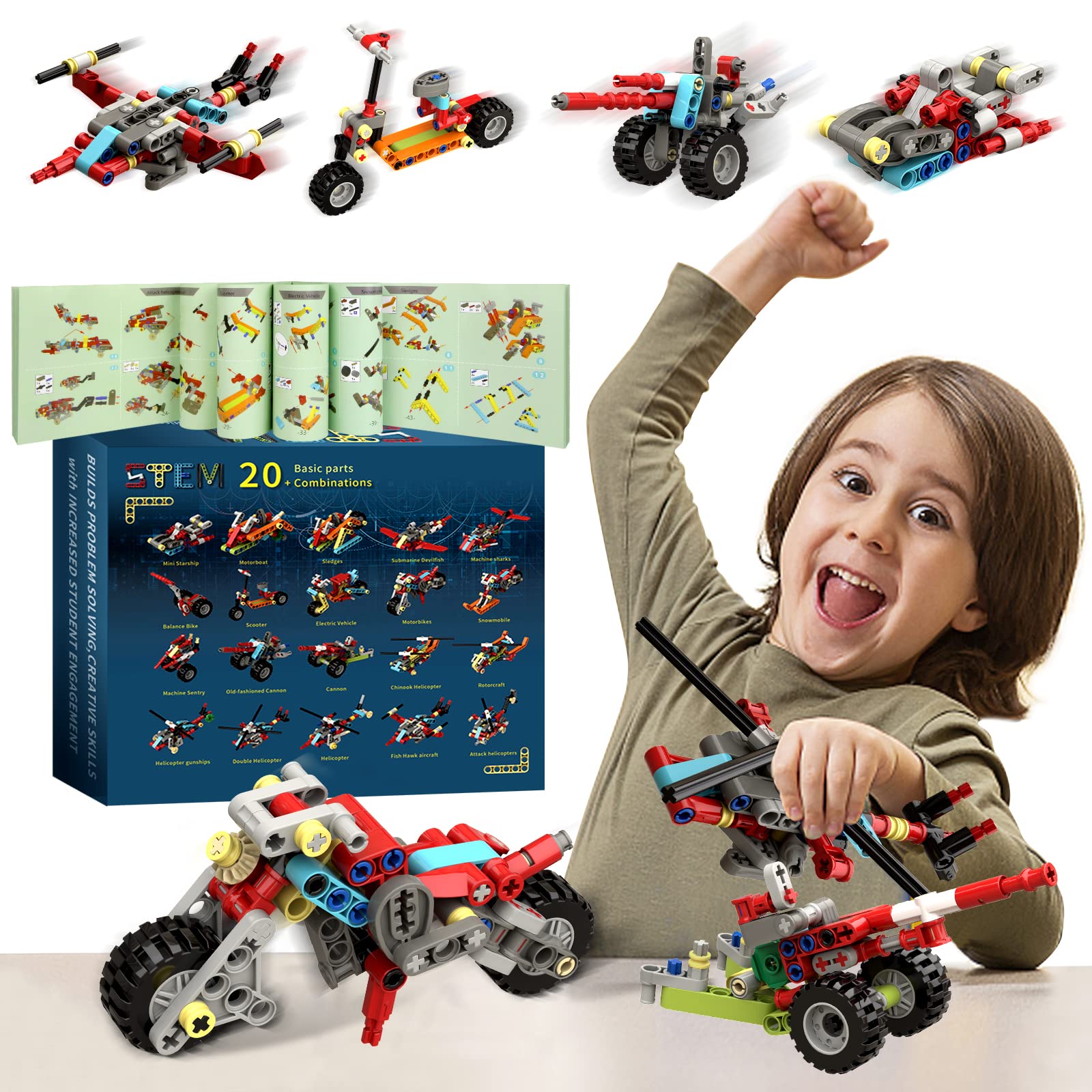 KooQii 20-in-1 Science Kit Building Toys for Kids STEM Activities Set for Age 6 7 8 9 10+Year Old Boy and Girl Creative Game Fun STEM Projects Birthday Gift(171 PCS)