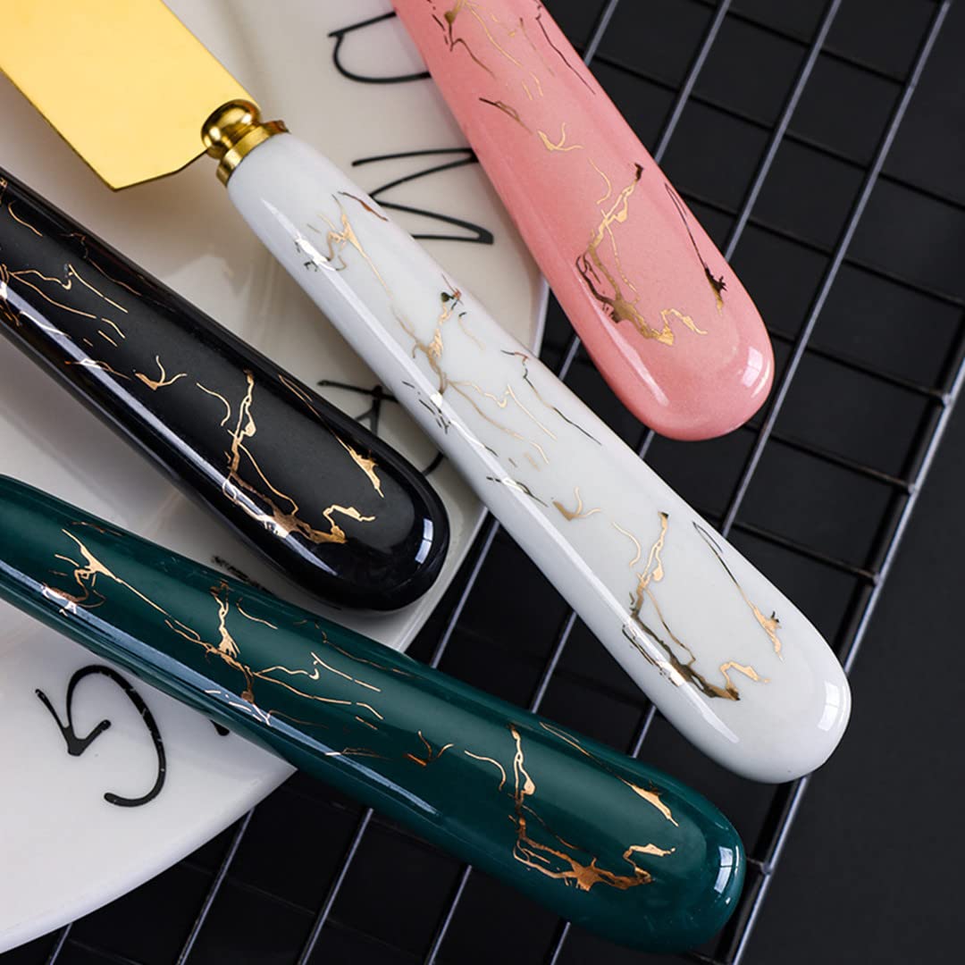 AXIAOLU Wedding Cake Knife and Server Set, Gold Cake Knife Set for Wedding, Stainless Steel Ceramic Handle Cake Pie Serving Set Gift for Anniversary Birthday Parties(Black)