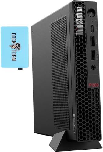 Lenovo ThinkStation P360 Business Mini Desktop Black (Intel i7-12700T, 16GB RAM, NVIDIA T400, 512GB SSD, WiFi, Bluetooth, HDMI, USB 3.2, Display Port, Black, Win 10 Pro) with Hub