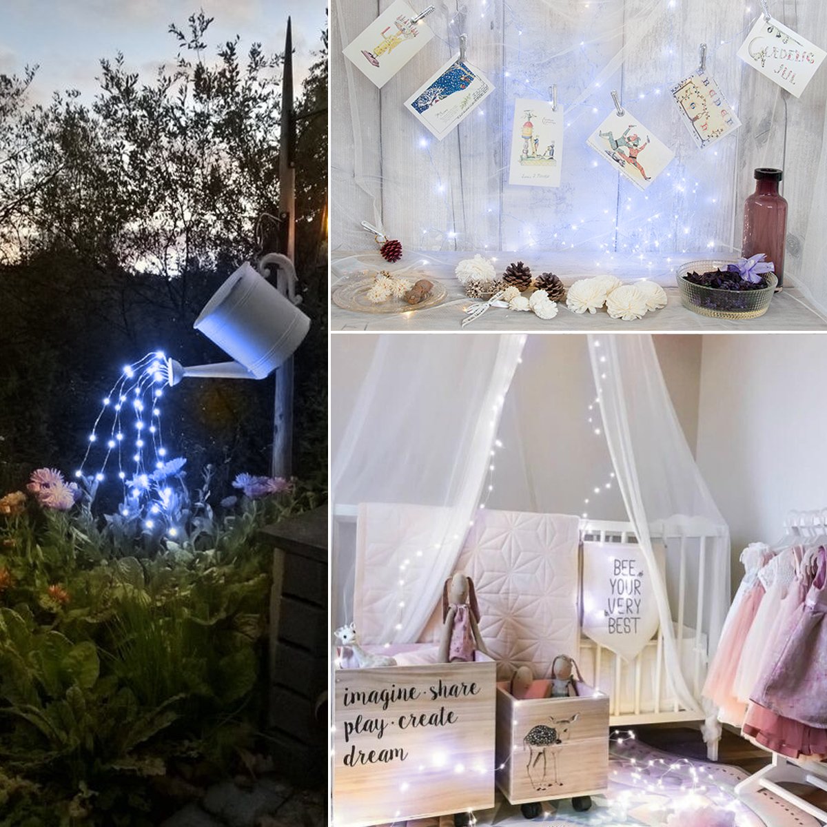 AMIR Solar Powered String Lights, 200 LED Copper Wire Lights, 72ft 8 Modes Starry Lights, Waterproof Decorative Fairy Lights for Outdoor, Wedding, Homes, Party, Halloween (White)