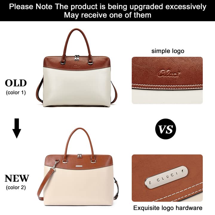 CLUCI Leather Briefcase for Women 15.6 Inch Laptop Business Vintage Slim Ladies Shoulder Bag