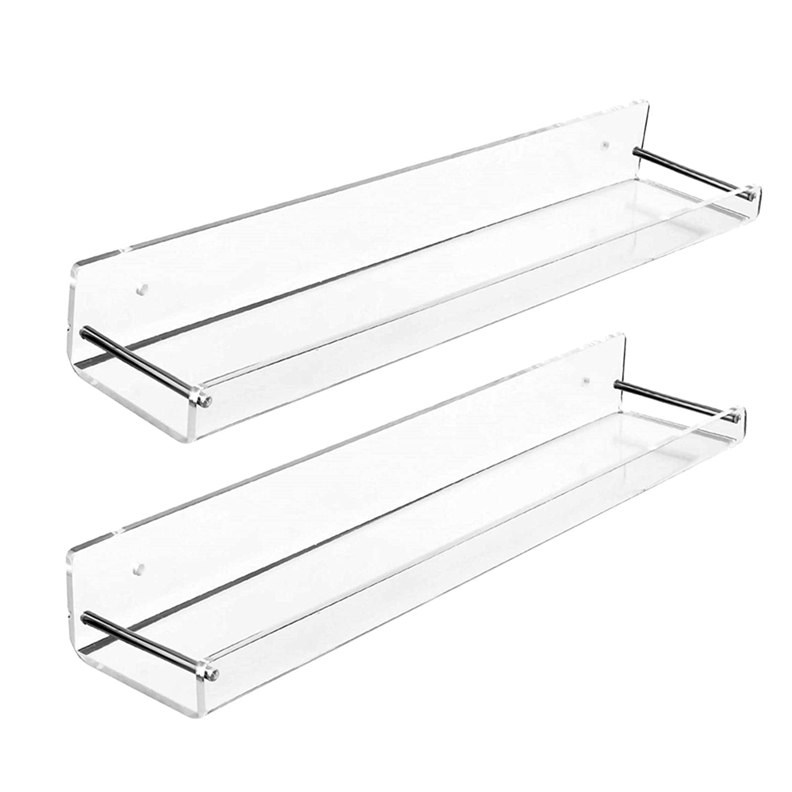CALIDAKA 2pcs Acrylic Transparent Display Stand,Clear Acrylic Shelves,Wall Mounted Display Shelves for Bedroom, Living Room, Bathroom, Kitchen(30 x 9.5 x 5 x 0.3cm)