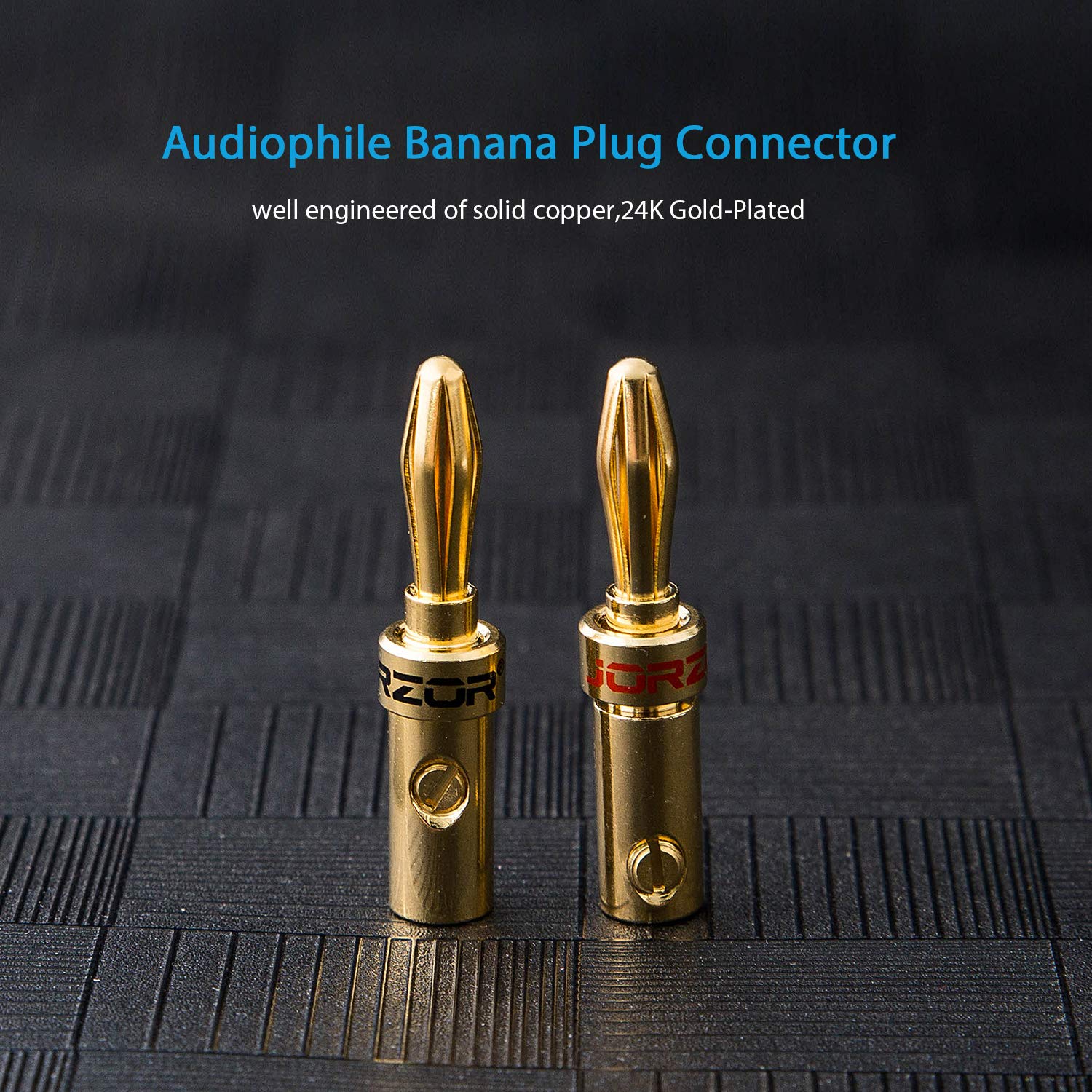 JORZOR 1 Pack 10AWG Speaker Cable,with Gold Plated Banana Plug, Oxygen Free Copper (1 Pack(3.3FT))