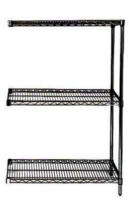 Omega 21" Deep x 36" Wide x 54" High 3 Tier Black Add-On Shelving Unit