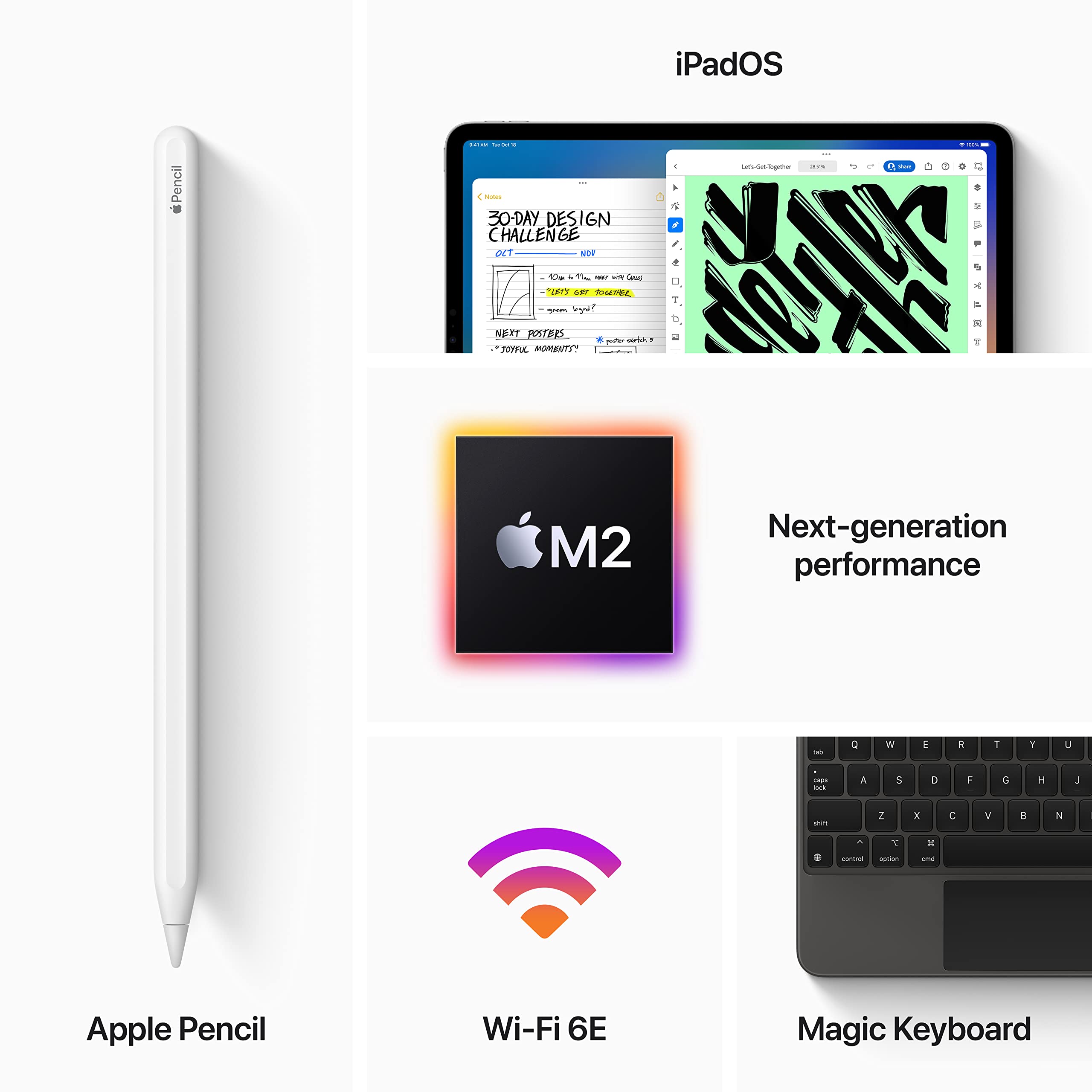 Apple iPad Pro 12.9-inch (6th generation): with M2 chip, Liquid Retina XDR display, 2TB, Wi-Fi 6E, 12MP front/12MP and 10MP back cameras, Face ID, all-day battery life – Silver