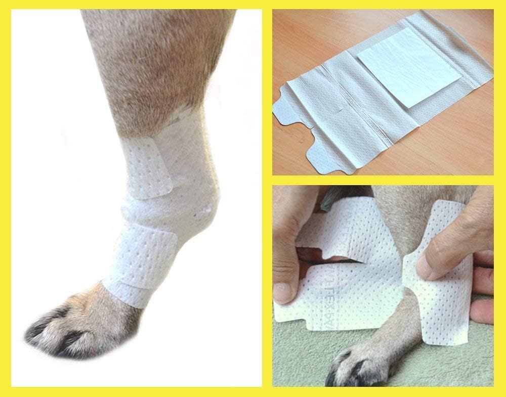 PawFlex Joint and Large Area Wound Bandages for Dogs Cats & Other Pets. Great for Leg Joint sprains and Tail Injuries! Non Adhesive Breathable Non-Slip Disposable Washable Value Pack (L/XL 12pk)