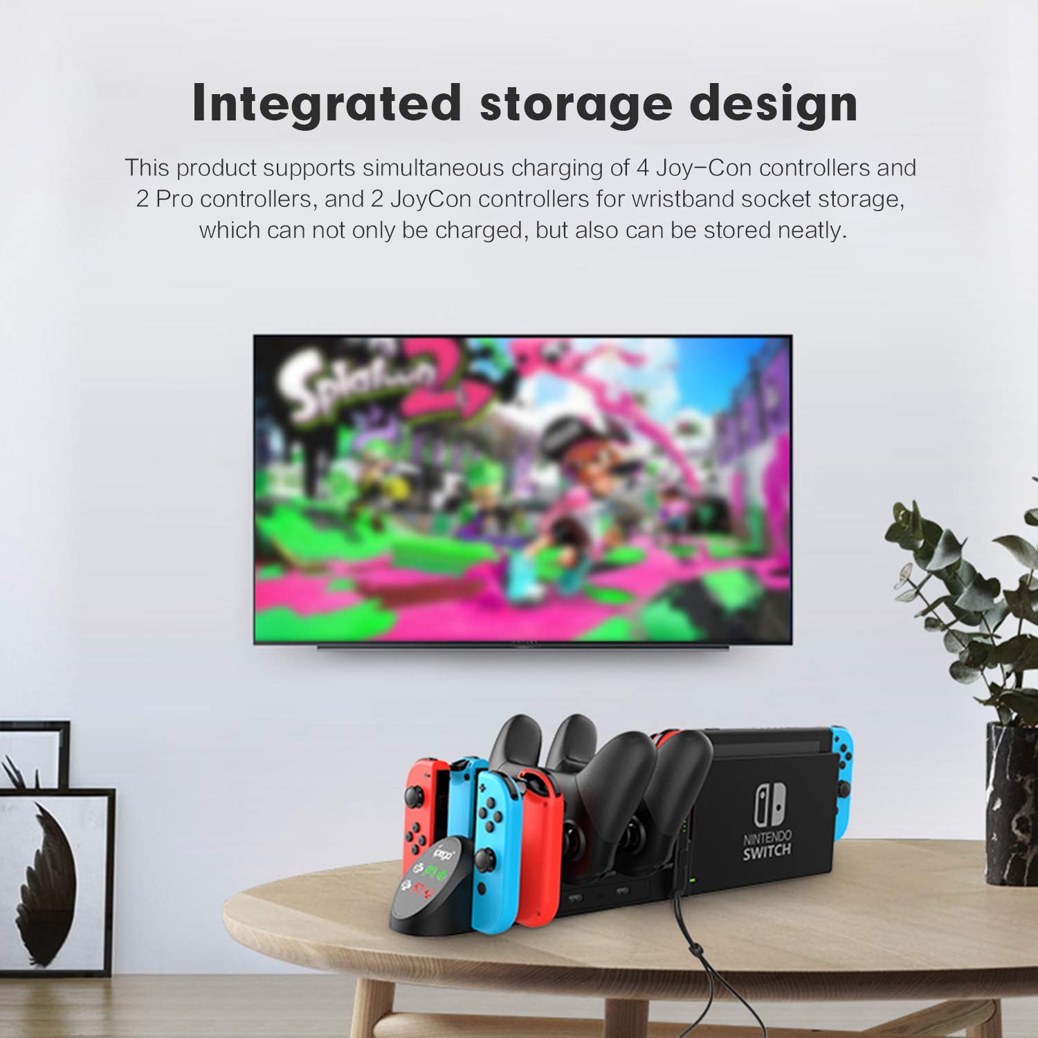 ECHZOVE Charging Dock for Nintendo Switch Controllers, Charger Stand for Switch Pro Controllers and Joy Cons with 2 USB 2.0 Plugs and 2 USB 2.0 Ports - GreenWhite