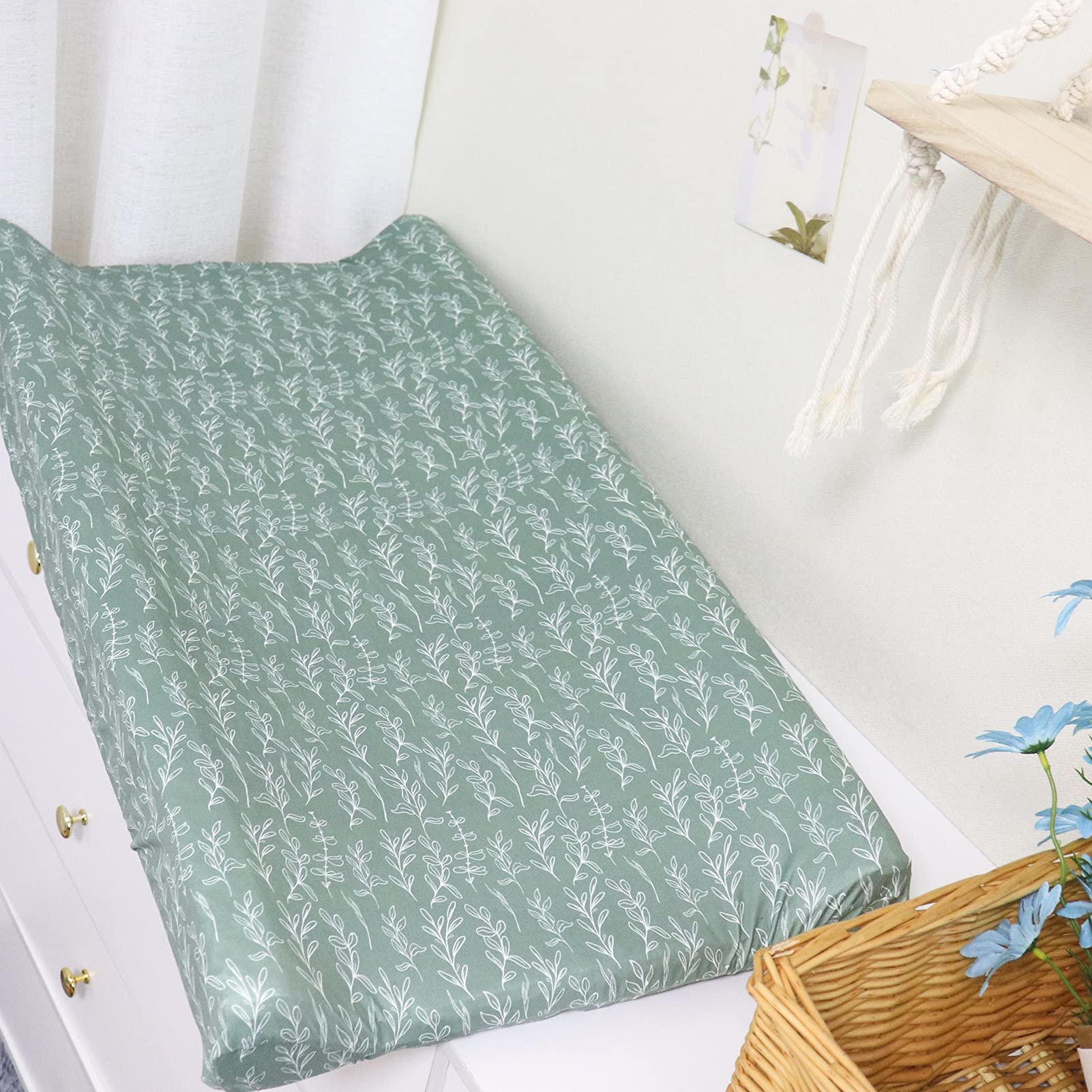 Baby Diaper Changing Pad Cover Cradle Mattress Sheets,Baby Blankets, Sage Minky Toddler Blanket for Boys Girls, Dotted Backing, Double Layer, Crib Receiving Blanket