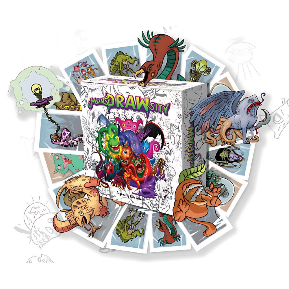 Deep Water Games MonsDRAWsity, Drawing Party Game Based on Verbal Description, Take Turns Describing & Drawing a Bizarre Monster - Be The Player Whose Drawing Most Closely Matches, 8+, 3-8 Players
