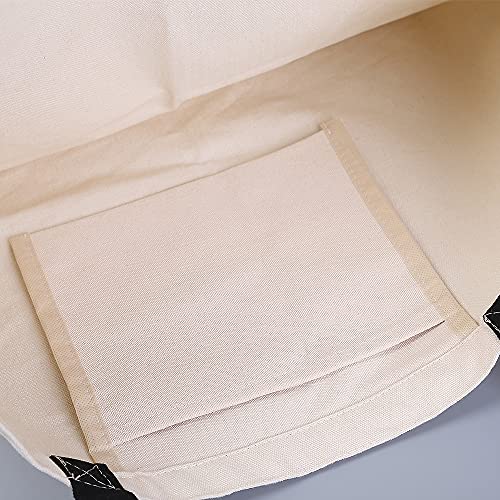 Azuca Reusable Grocery Canvas Bags with Inner Pocket Large Beach Shopping Heavy Duty 12 oz Tote Multi Purpose Natural - 20.5 x 14.5 x4.5 inch, 5 Pack