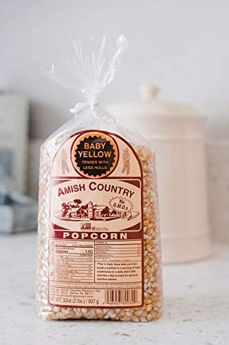 Amish Country Popcorn | 2 lb Bag | Baby Yellow Popcorn Kernels | Old Fashioned, Non-GMO and Gluten Free (Baby Yellow - 2 lb Bag)