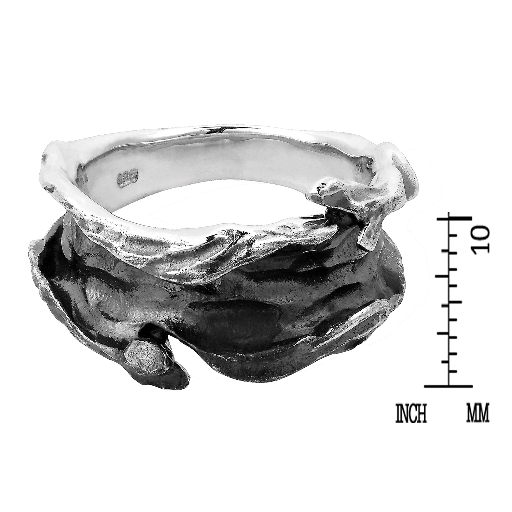 AeraVida Unique Burnt Flame Fire Oxidized Sterling Silver Ring | Gothic Comfort Fit Silver Rings for Women | Sterling Silver Rings Size 8