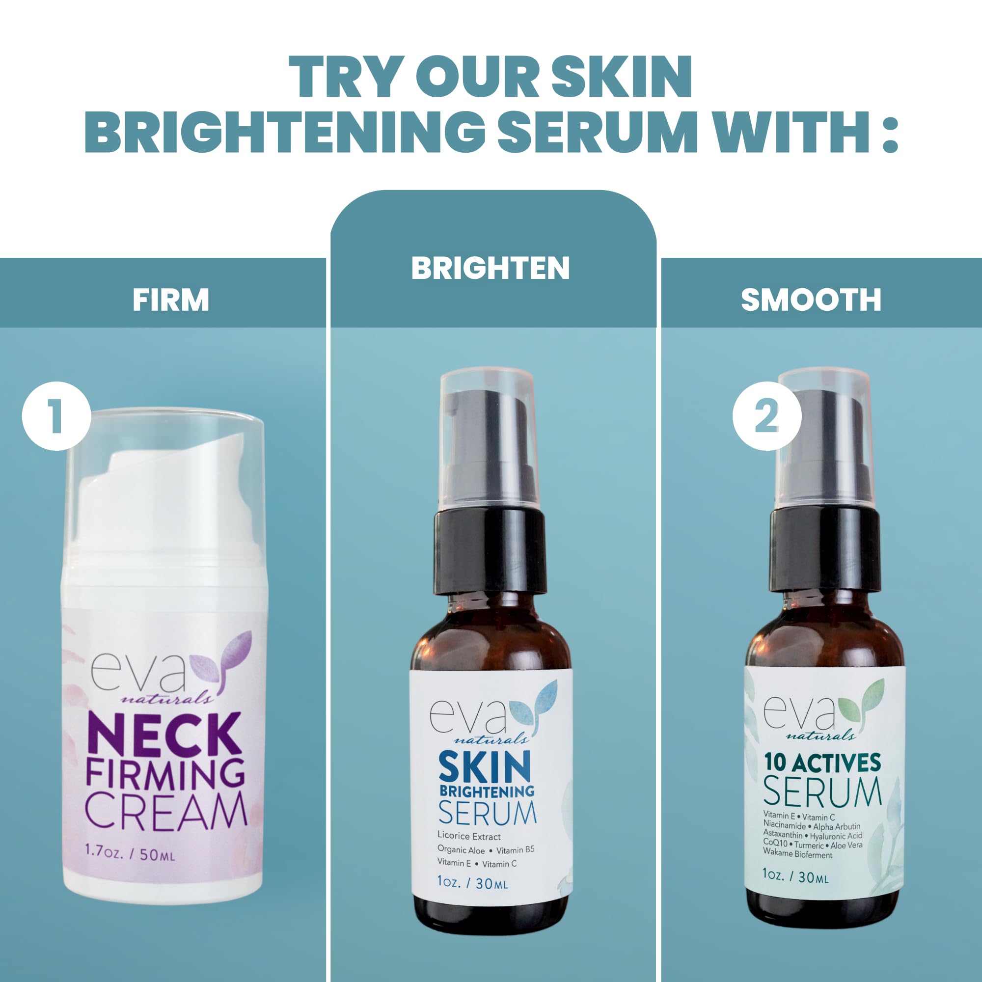 Licorice Extract Skin Brightening Serum by Eva Naturals - Face Serum for an Even Complexion - With Peptides, CoQ10 and Vitamin E