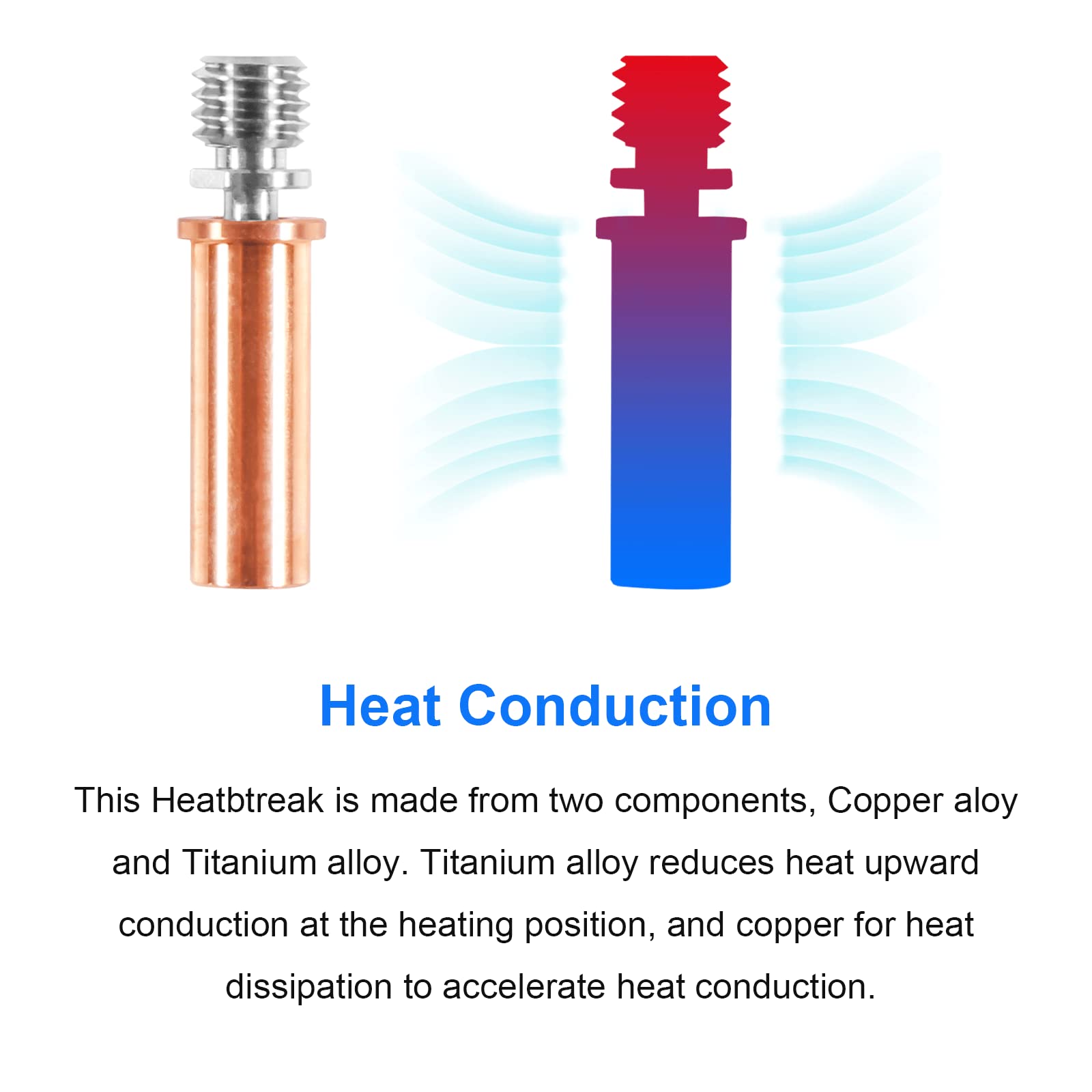 AITIAO 4Pcs Bimetal Heatbreak Upgrade Copper+ Titanium Alloy Throat Tube Compatible with Sprite Extruder Creality Ender 3 S1 Ender3 S1 Pro CR10 Smart Pro Sermoon V1 3D Printer
