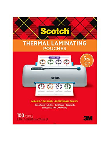 Scotch Thermal Laminating Pouches, 200- Count, 8.9 x 11.4'' & Thermal Laminating Pouches, 100-Pack, Clear & Thermal Laminating Pouches, 100 Count-Pack