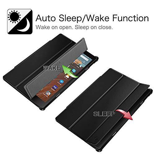 Fintie Slim Case for Amazon Fire HD 10 Tablet (Compatible with 7th and 9th Generations, 2017 and 2019 Releases) - Ultra Lightweight Protective Stand Cover with Auto Wake/Sleep, Black