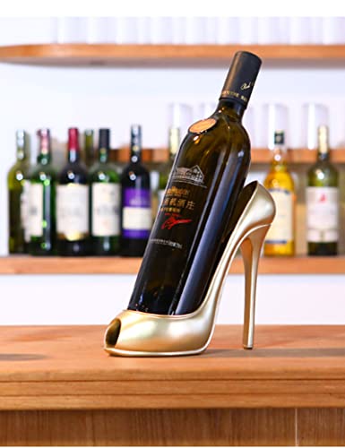 Aomesinc High Heel Wine Bottle Holder, Countertop Wine Rack, Single Wine Bottle Holder, Liquor Rack, Decorative Bottle Holder for Alcohol (Champagne Gold)