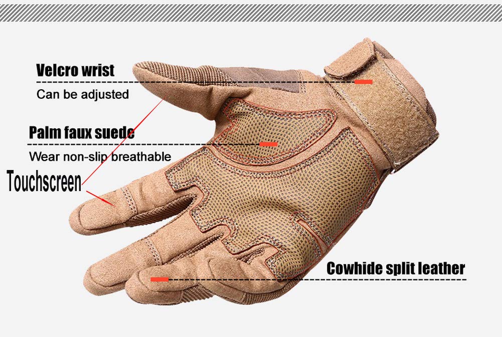 Andyshi Mens Gloves for Motorcycle Rubber Knuckle Outdoor Gloves Climbing Cycling Glove Touchscreen