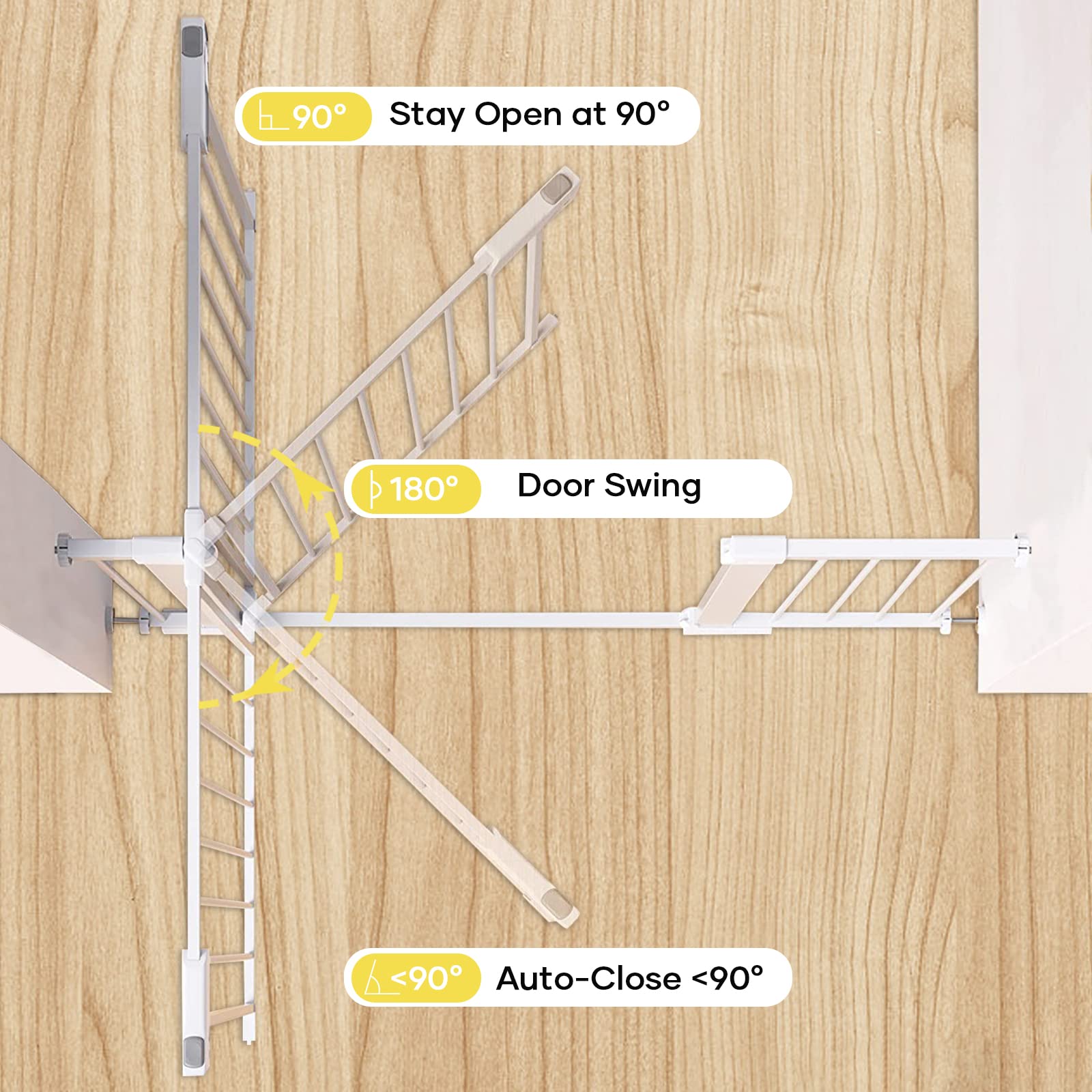 Baby Gate with Cat Door,42.5"-29.5" Auto Close Safty Dog Gate with Cat Door- Pressure Mounted Baby Gate for Doorway Stairs (Fits 29.5-42.5" Width)