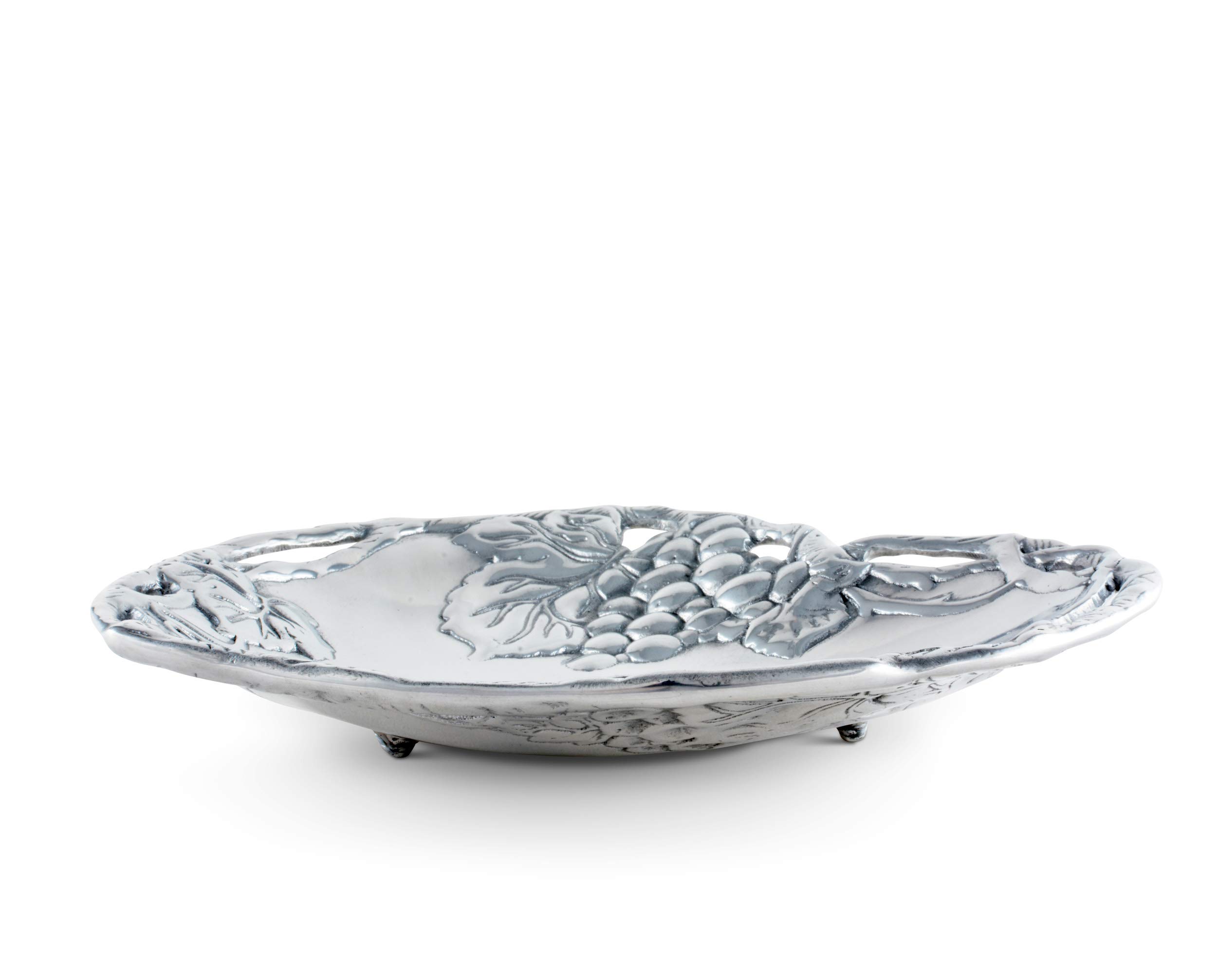 Arthur Court Aluminum Grape Heart Coupe Tray, 9.5 x 10 inch - Romantic Sand-Cast Design, Ideal for Mother's Day or Anniversary