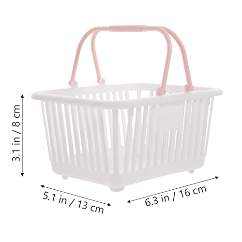 jojofuny 12pcs Desk Classroom for Organizer Handles Kids Plastic Snacks Sundries White Favors Party Desktop Office Pretend Baskets Small with Tote Compact Handle Grocery Portable