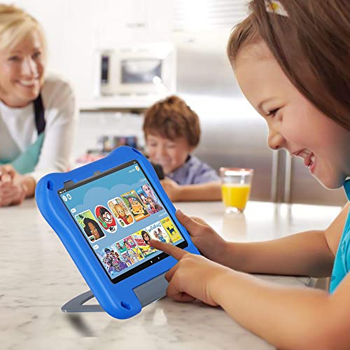 Fire 7 Tablet Case for Kids, only Compatible with 12th Gen 2022 Release, OQDDQO Lightweight Anti-Slip Shock Resistant Kid Friendly Cover with Stand for Amazon Kindle Fire HD 7 Tablet (Blue)