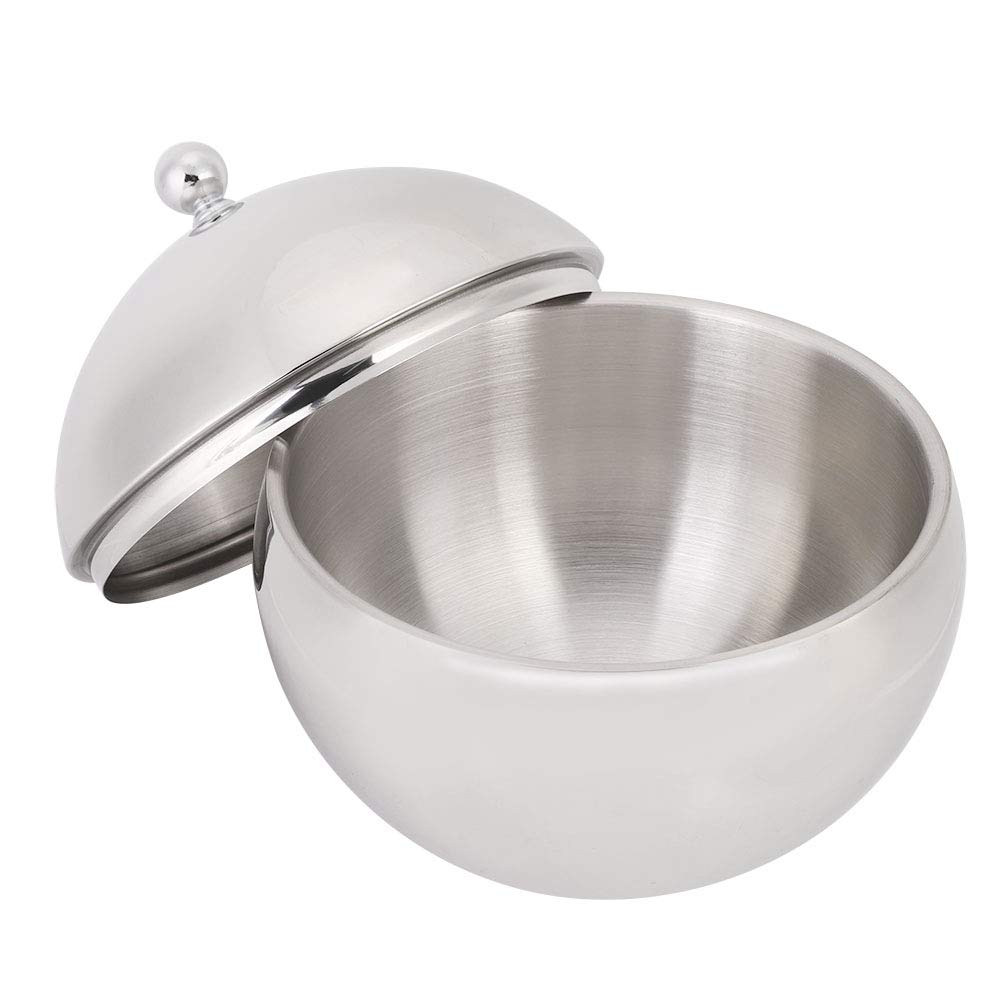 AUNMAS Double-Wall Stainless Steel Insulated Ice Bucket with Lid, 2 L, Spherical, Silver, Keeps Ice Cold & Dry for Home Bar, Chilling Beer Champagne and Wine