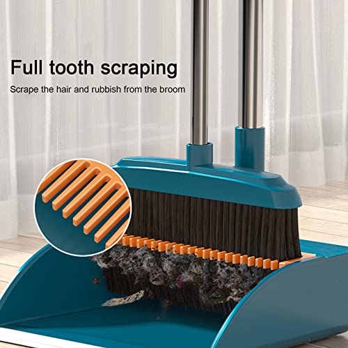 Brooms and Dustpan Set for Home Dustpan and Brush Set Dustpan Long Handle Cleaning Supplies Brooms & Dustpan Combo for Office Stand up Brooms and Dustpan Built in Scraper and Comb Sweeper