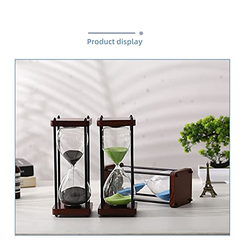 BAWAQAF Square Wood Bottom Glass Hourglass 60 Minutes Time Timer Interesting Home Ornaments Sandglass Kitchen Hour Meter Golden Sand Clock, Black
