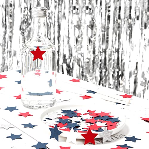 Red-White Blue-silver Patriotic-Decorations Star Confetti - 300pcs Graduation 2023 4th Fourth of July Decorations Paper Confetti Olympics Party Decor Men Boys Birthday Table Decor Panduola