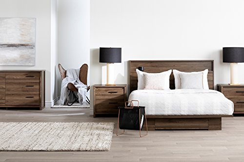 South Shore Tao 2-Drawer Nightstand, Natural Walnut