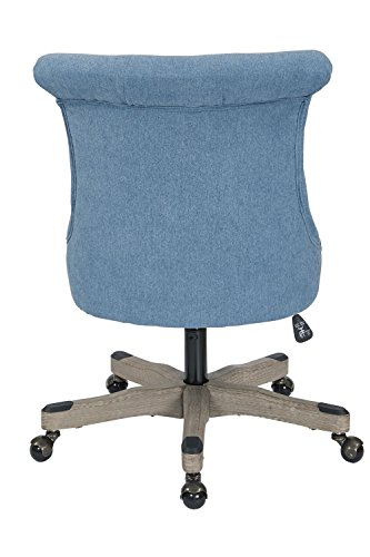 OSP Home Furnishings Hannah Tufted Office Chair with Adjustable Height and Grey Wood Base, Sky Fabric