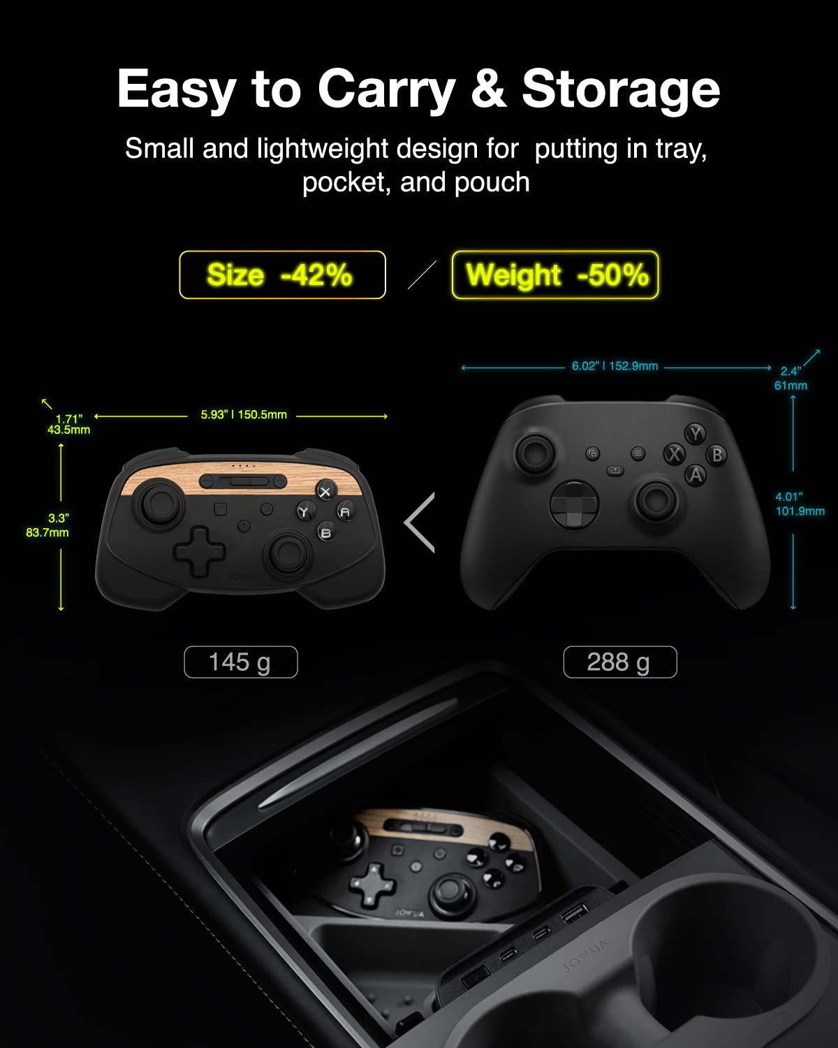 Jowua Multi-Device Wireless Controller Compatible for Tesla Model 3/Y/S/X/cybertruck Compatible for Switch, one controller set, SPECIAL PROGRAMMED and DESIGN FOR TESLA, Compatible for T (WOOD) [nintendo_switch,windows,ios,android]