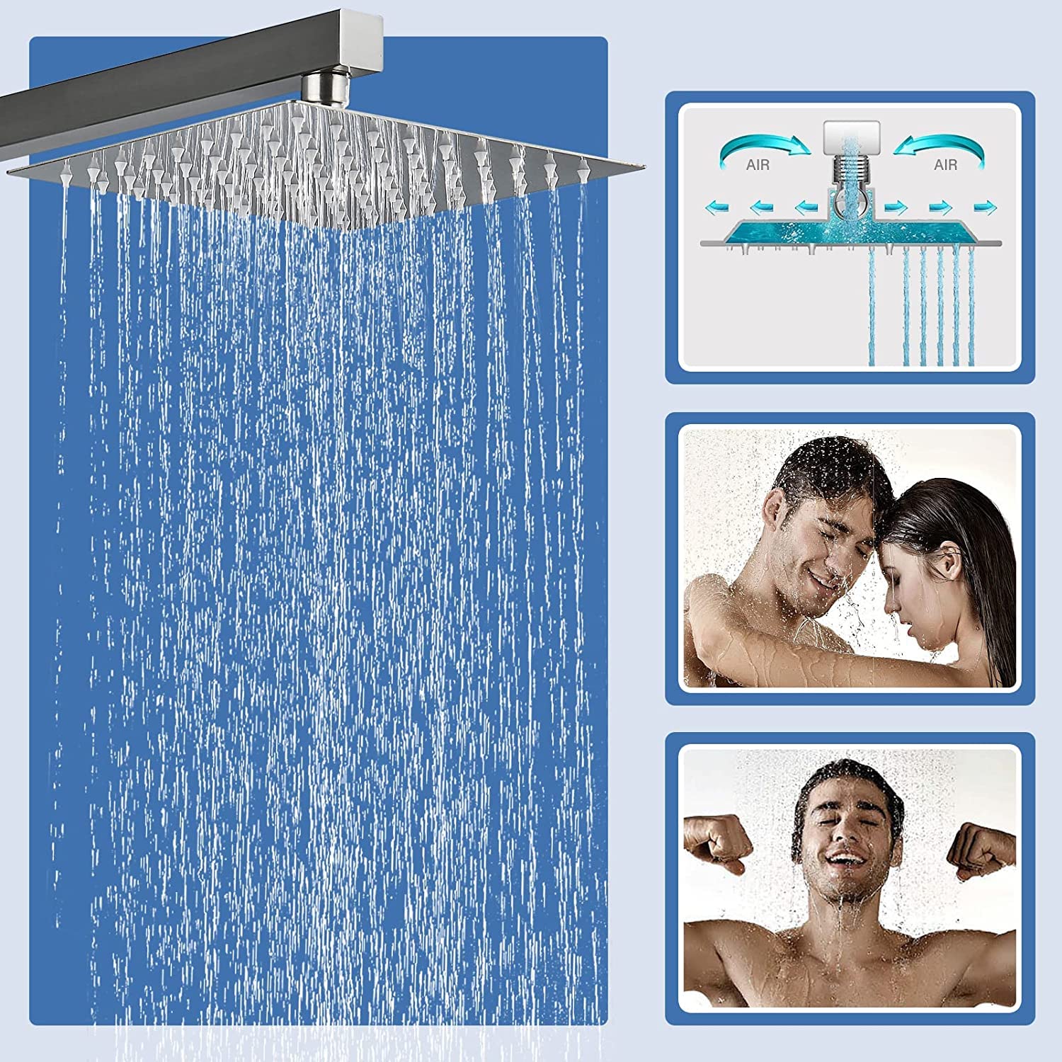 Ackwave Shower Faucet Set Brushed Nickel Shower System with 12 Inches Rain Shower Head and Handheld Sprayer Wall Mounted Shower Fixture Set with Brass Shower Valve