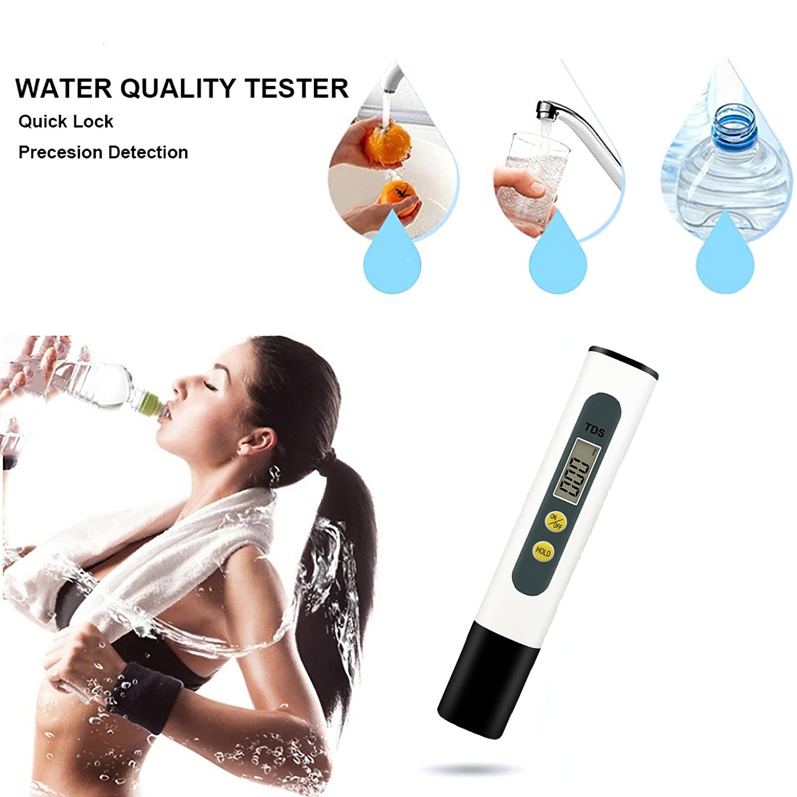 auons Digital TDS Meter for Water, High Accuracy TDS Water Quality Tester Pen for Hydroponics, Household Drinking Water, Pool and Aquarium, 0-9990 ppm Measuring Range