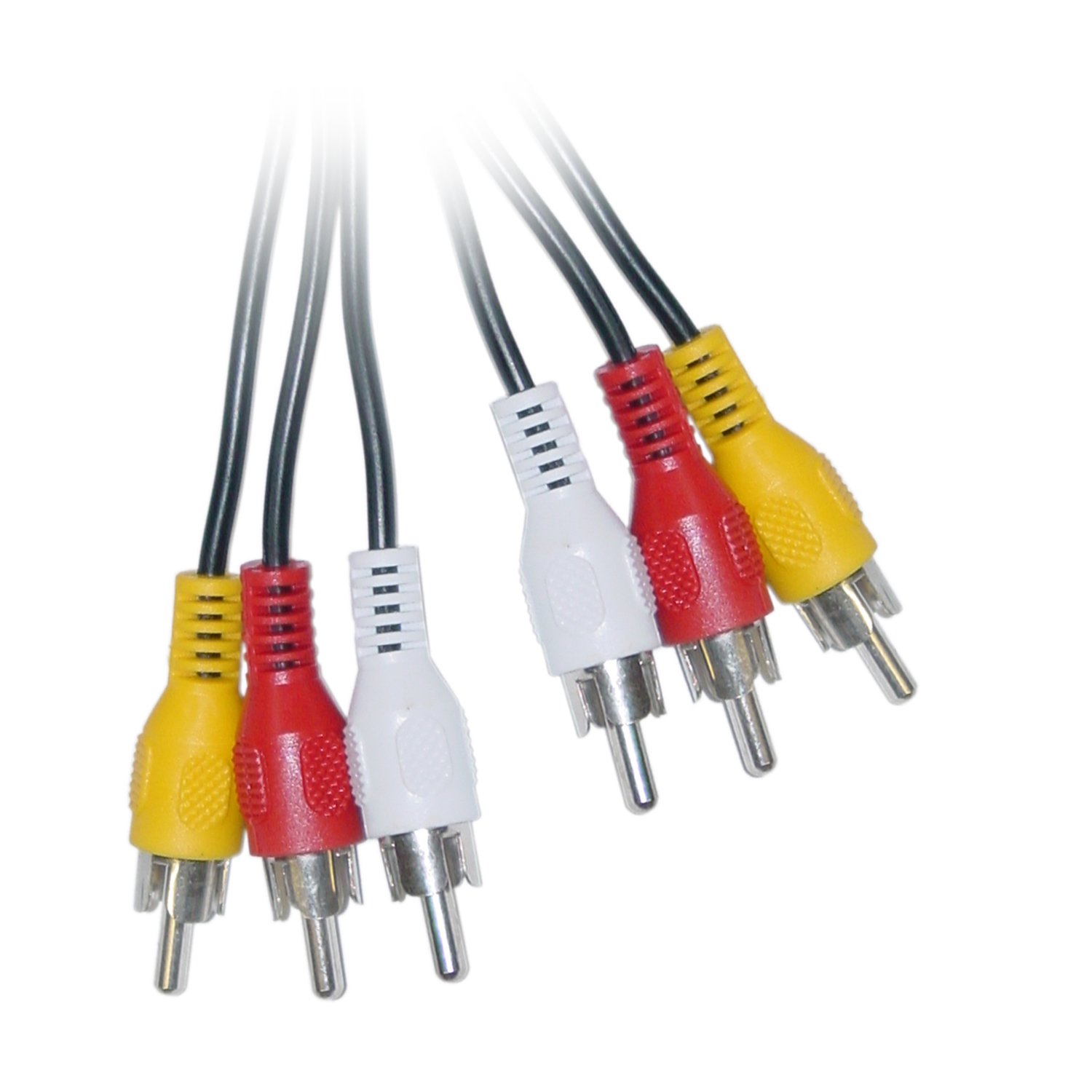 ACL 6 Feet RCA Audio/Video Cable, [3 RCA Male to 3 RCA Male (Left/Right + RCA)], Black, 2 Pack