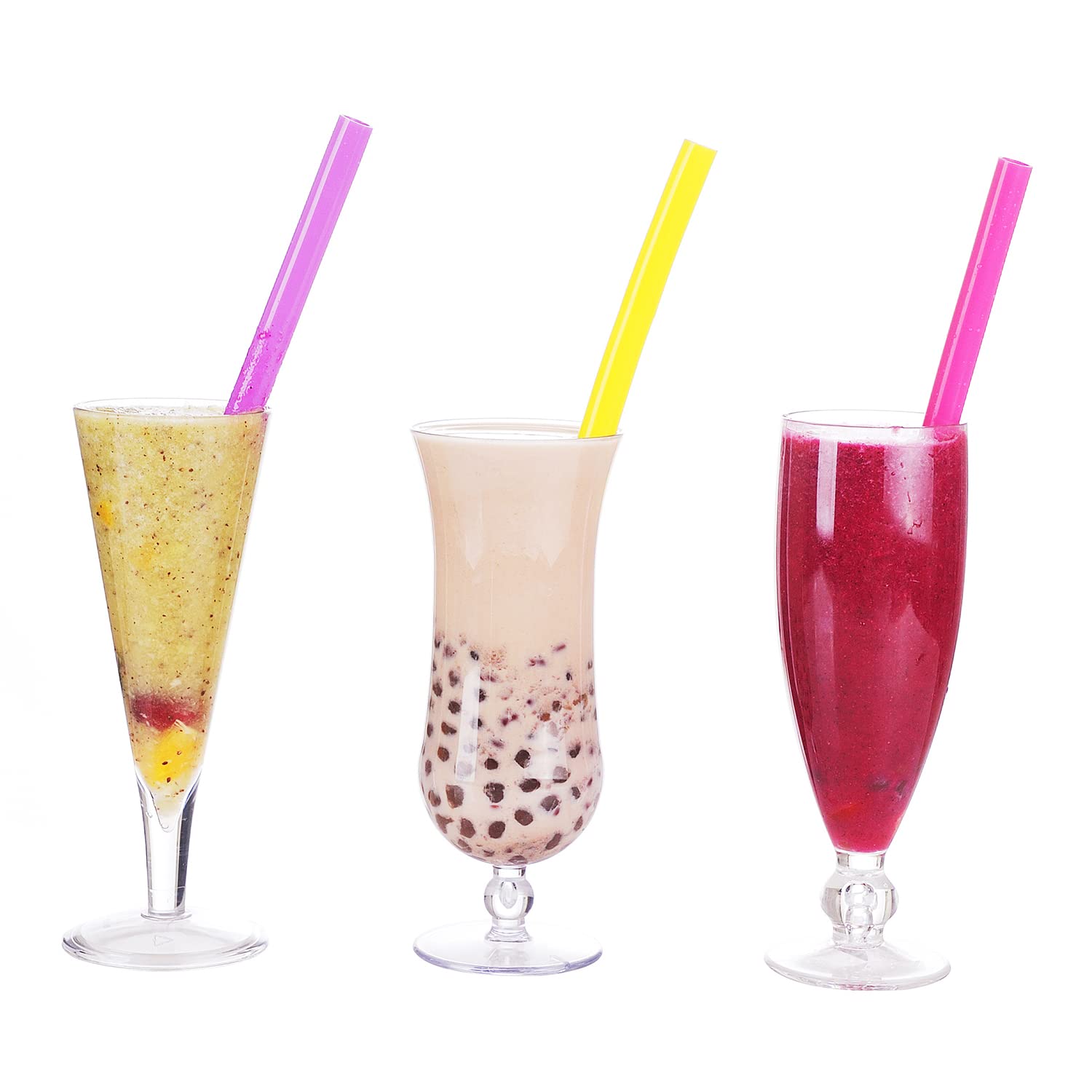 ALINK Reusable Boba Smoothie Straws, 10” Long Extra Wide Fat Silicone Straws for Drinking Bubble Tea, Set of 6 with Cleaning Brush