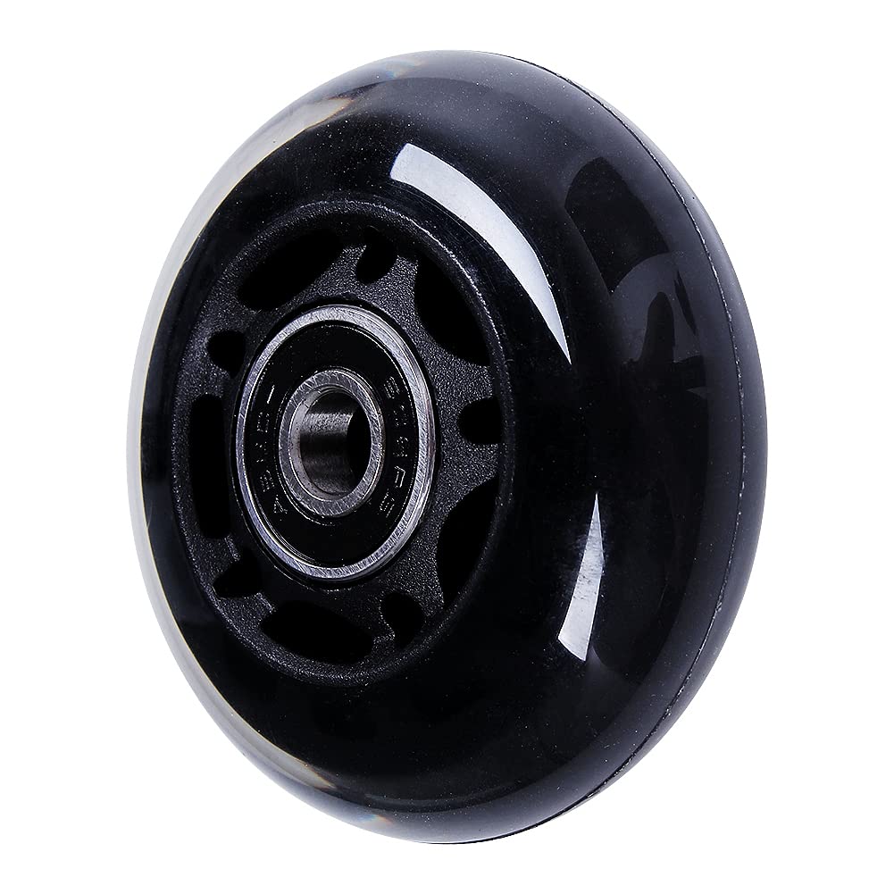 AOWISH 64mm 70mm Inline Skate Wheels 85a Roller Blade Wheel Replacement W/Bearings ABEC-9 for Kids Inline Roller Hockey Skates and Training Scooters and Luggage Suitcase (8-Pack) (64mm Dia, Black)