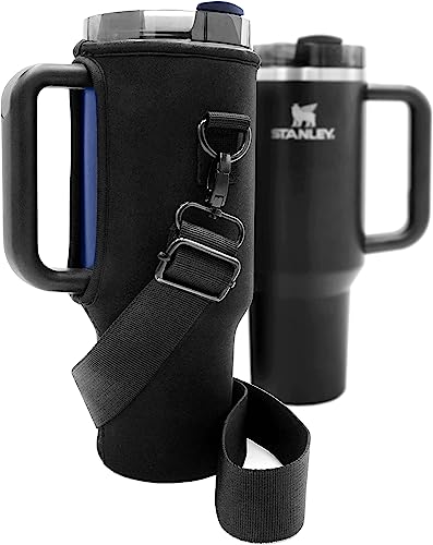 Fitted Sling Bag for Stanley 40 oz Tumbler with Handle, Protective Sleeve Replacement Cover with Shoulder Strap, 40oz Adventure Quencher Cup Accessories (Fits H2.0 FlowState with Straw Lid (Neoprene)