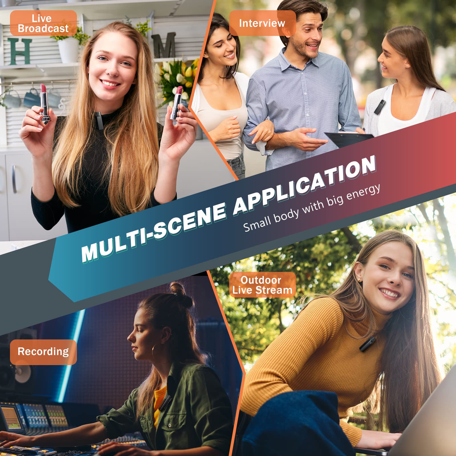 JSSEVN Wireless Lavalier Microphone, 2.4GHz Transmission Technology, 7 Hours of Continuous Use, Compatible with iPhone/iPad with Lightning Connectors
