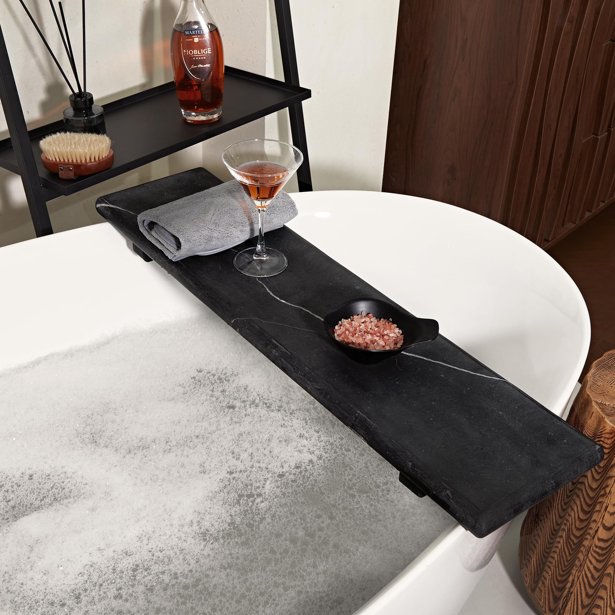 Bath Accessories,Elegant Black Marble Bath Essential,Black Marble Bath Accessories, Craftsmanship,Modern Bathroom Decor,Bathroom Accessories(Marble Bath Caddy)