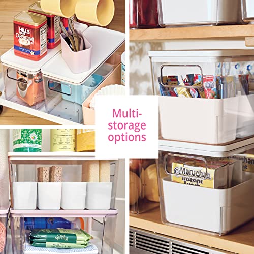 Rosanna Pansino x iDesign Recycled Plastic Kitchen Storage Bins, Includes 1 Large Bin with Lid and 4 Small Bins, Marshmallow Bins/Marshmallow Lid, 6β x 12β x 6β