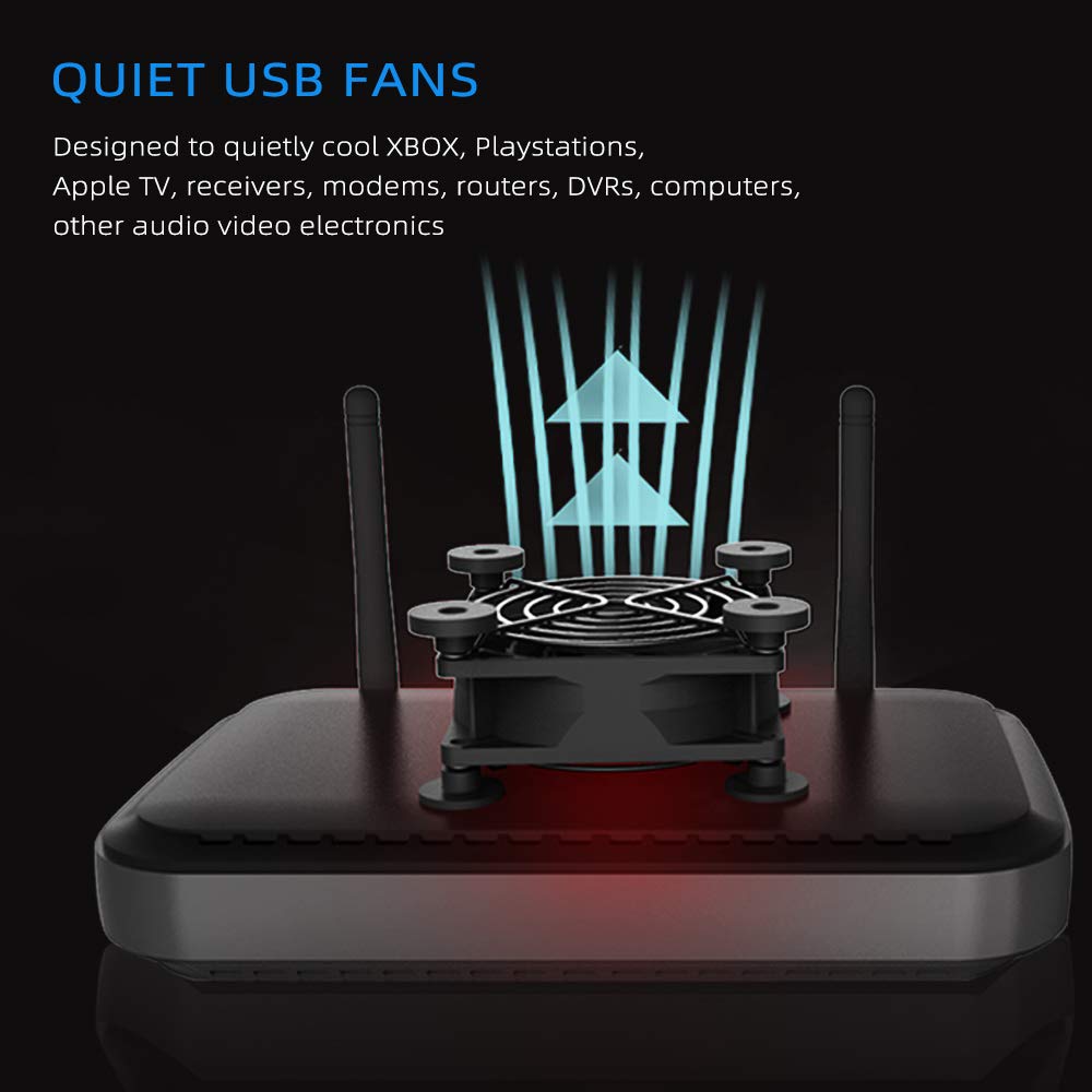 ANEXT Quiet Dual 80mm Computer Fan Case Fan, for Receiver DVR Playstation Xbox Computer Cabinet Cooling,USB-A,ANEXT Series