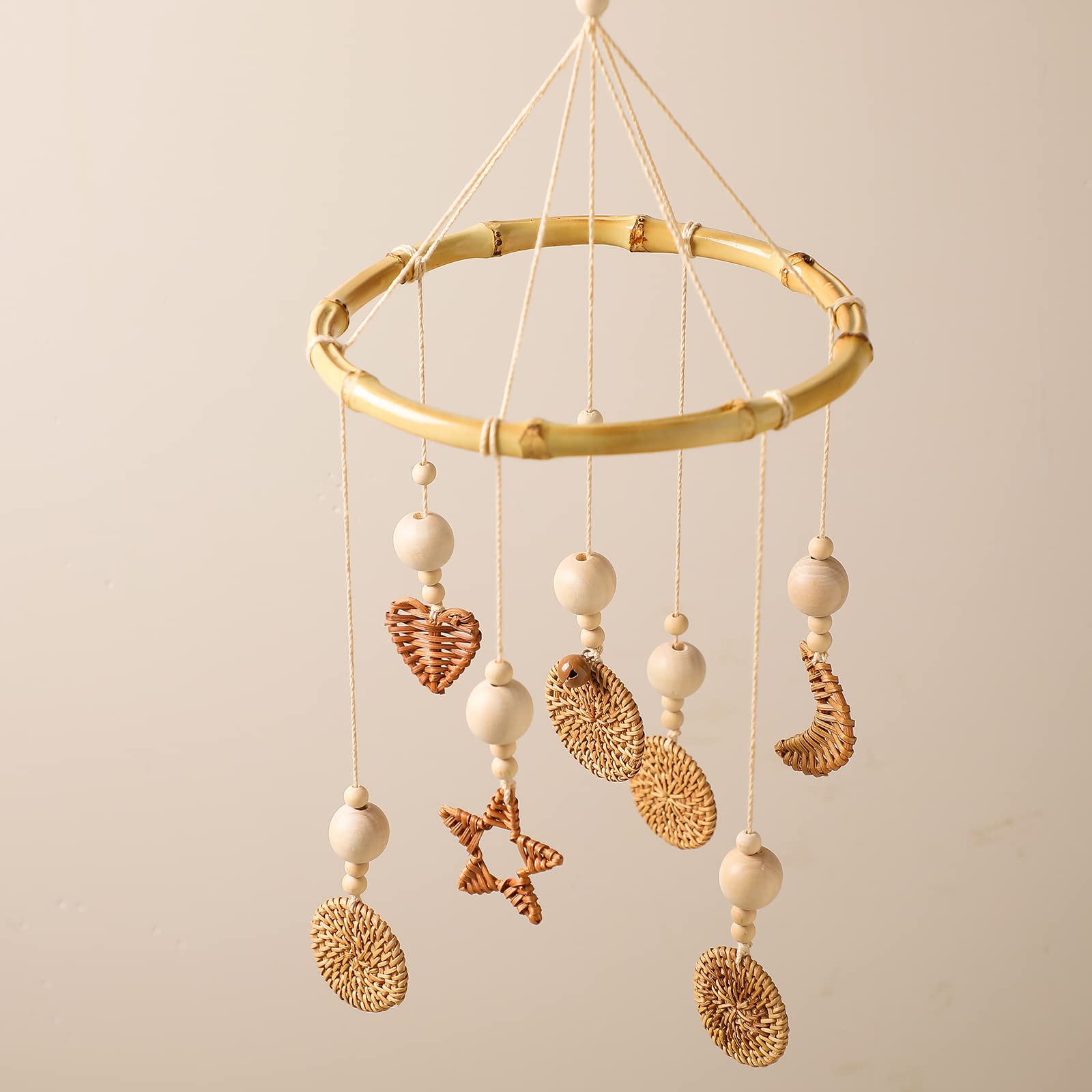 Baby Mobile for Crib - Modern Boho Baby Mobile - Nursery Mobile for Girl or Boy | Gender Neutral Handmade Mobile| Ceiling Rattan Mobile