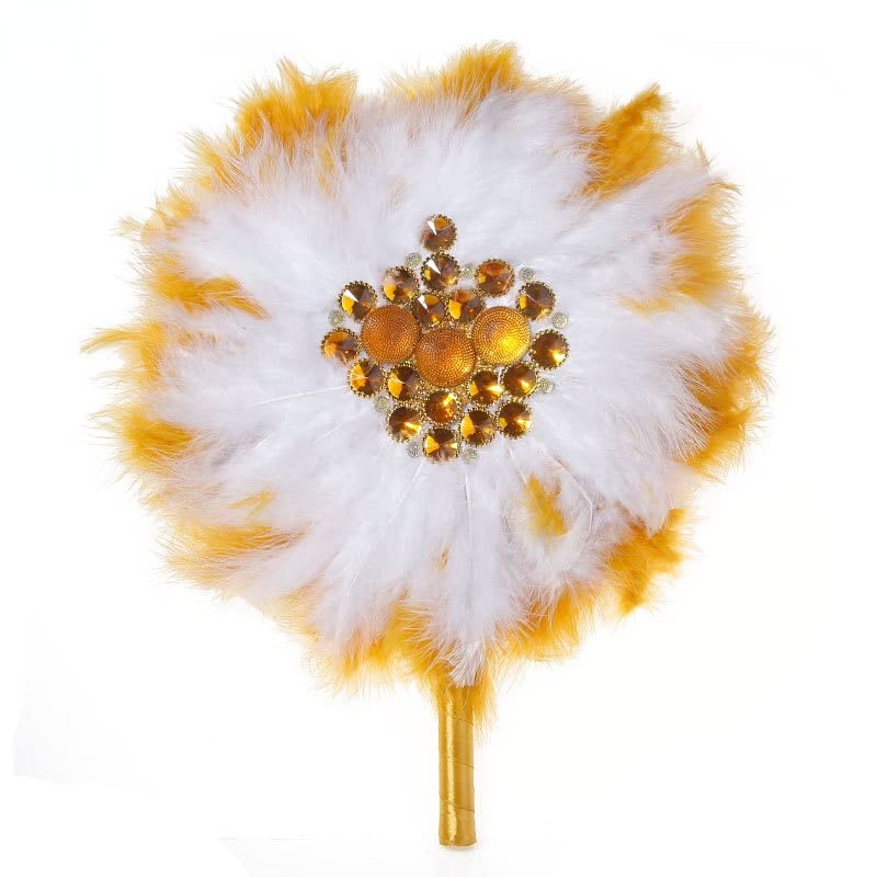 African Custom Bride Wedding Feather Hand Fan Luxury DIY Handmade Lace Dance Fan Hand Held Photo Props Party Wedding Decorations