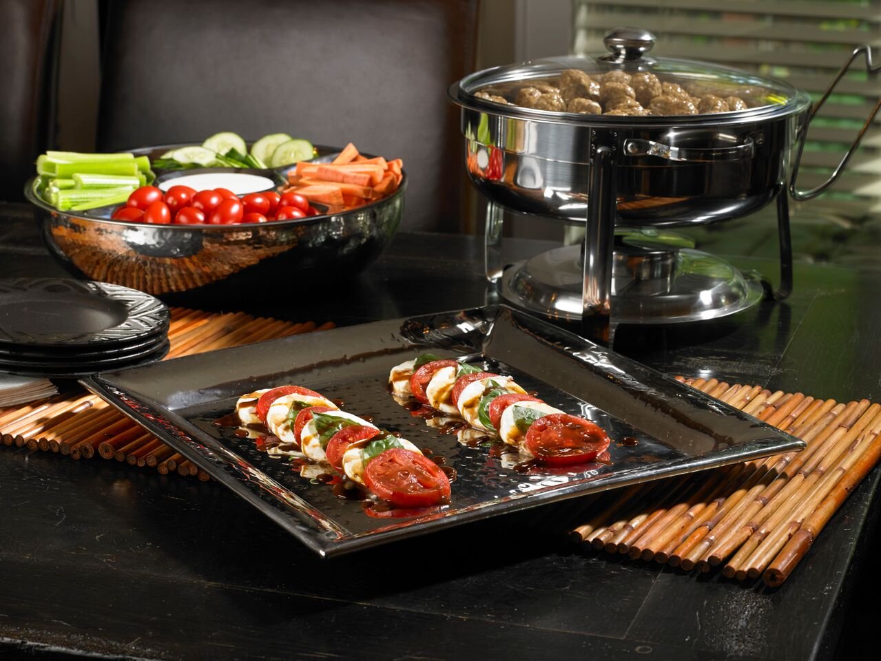 Artisan Hammered Stainless Steel 16-Inch Square Serving Tray, Large